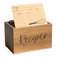 China Factory Wholesale Classic Design Rectangle Wooden Recipe Storage Box Durable Organize Box for Kitchen for sale