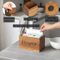 China Factory Wholesale Classic Design Rectangle Wooden Recipe Storage Box Durable Organize Box for Kitchen for sale