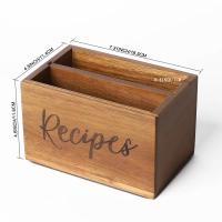 China Factory Wholesale Classic Design Rectangle Wooden Recipe Storage Box Durable Organize Box for Kitchen for sale