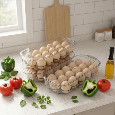 China Transparent PET Refrigerator Organizer Bins Stackable Freezer Food Storage Container Home Food Storage Box for sale