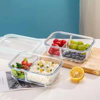 China Hot Selling Home Use Microwave Safe Food Grade Rectangle Food Container Glass Lunch Box Set for sale