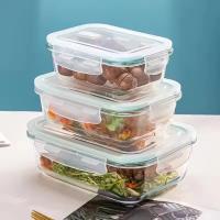 China Hot Selling Home Use Microwave Safe Food Grade Rectangle Food Container Glass Lunch Box Set for sale
