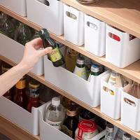China Eco-friendly Plastic Bathroom Toy Organizers Basket Kitchen Cabinet Pantry Storage Bin Sundries Container for sale