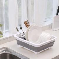 China Collapsible Bowl Stand Kitchen Retractable Drain Rack Rack Tableware Drain Storage Box Sink Bowl Chopsticks Drain Basket for sale