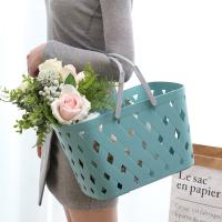 China Simple Argyle Storage Basket Plastic PP Portable Shopping Basket Kitchen Vegetables and Fruits Shopping Basket for sale