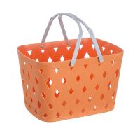 China Simple Argyle Storage Basket Plastic PP Portable Shopping Basket Kitchen Vegetables and Fruits Shopping Basket for sale