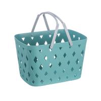 China Simple Argyle Storage Basket Plastic PP Portable Shopping Basket Kitchen Vegetables and Fruits Shopping Basket for sale