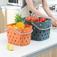 China Simple Argyle Storage Basket Plastic PP Portable Shopping Basket Kitchen Vegetables and Fruits Shopping Basket for sale