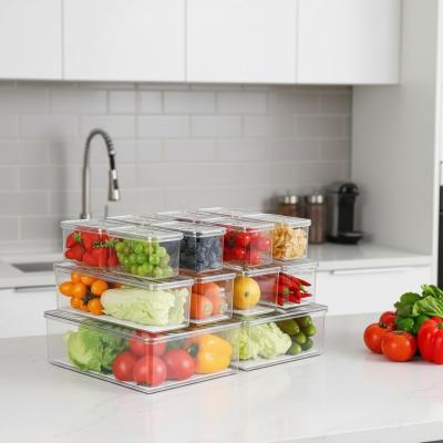 China Hot Sale Fresh Plastic Food Container Set Storage Boxes Refrigerator Food Boxes Transparent Kitchen Storage Boxes for sale
