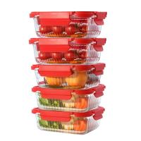 China BPA-Free Microwave-Safe Glass Lunch Boxes Food Storage Set Leakproof Meal Prep Containers with Lids for sale
