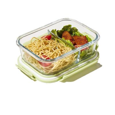 China Microwave Safe Bento Box Heatable Food Box with Glass Bowl and Plastic Lids for Office Workers for sale