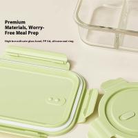 China Microwave Safe Bento Box Heatable Food Box with Glass Bowl and Plastic Lids for Office Workers for sale