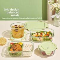 China Microwave Safe Bento Box Heatable Food Box with Glass Bowl and Plastic Lids for Office Workers for sale