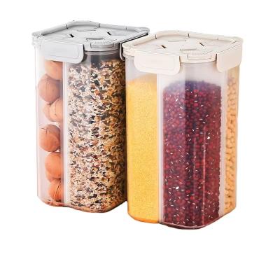 China Food Grade BPA Free Storage Jar Moisture-proof Cereals Bean Compartmentalized Four Compartments Food Storage Box for sale