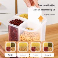 China Food Grade BPA Free Storage Jar Moisture-proof Cereals Bean Compartmentalized Four Compartments Food Storage Box for sale