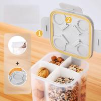 China Factory Direct Sale BPA Free Modern 4-Compartment Airtight Plastic Cereal Dispenser Cereal Grain Food Storage Container for sale