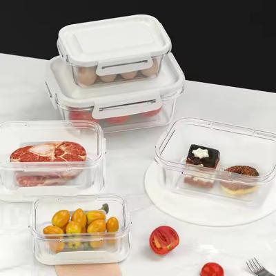 China Hot Selling Large Capacity Kitchen Catering Transparent Glass Lunch Box Refrigerator Sealed Storage Box for Food for sale