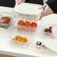 China Hot Selling Large Capacity Kitchen Catering Transparent Glass Lunch Box Refrigerator Sealed Storage Box for Food for sale