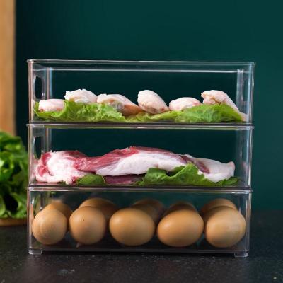China Premium Fridge Organizer  Food Grade Plastic Large Capacity Clear Bins for Refrigerator Storage Kitchen Cabinet Organizer for sale