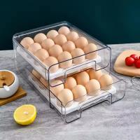 China Wholesale Price Transparent Plastic Refrigerator Egg Dispenser Household Rectangle Food Freshness Preservation Container for sale