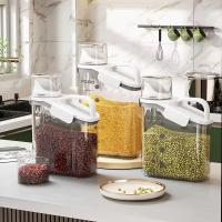 China Popular Hot Selling Waterproof 2.8L Kitchen Grain Dispenser Transparent Storage Containers with Rubber Rings for sale