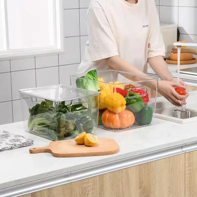 China Durable Shatterproof Acrylic Fruit and Veggie Bin Jumbo Clear Storage Container for Refrigerator Countertop Pantry Organization for sale