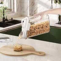 China New Arrival Measurement Scale Clear Acrylic Grain Dispenser Airtight Moisture-Proof Food Storage Container for Rice Cereal Oats for sale