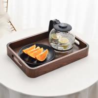 China 2025 New Eco-friendly Solid Wood Rectangular Tray Tea Food Organizer Decorative Serving Tray for Hotel Household Use for sale