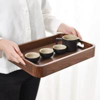 China 2025 New Eco-friendly Solid Wood Rectangular Tray Tea Food Organizer Decorative Serving Tray for Hotel Household Use for sale