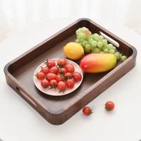 China 2025 New Eco-friendly Solid Wood Rectangular Tray Tea Food Organizer Decorative Serving Tray for Hotel Household Use for sale