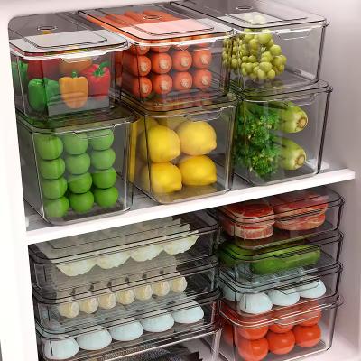 China Modern Design Transparent PET Plastic Fridge Food Organizer Refrigerator Storage Boxes for Vegetables Fruits for sale