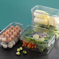 China Modern Design Transparent PET Plastic Fridge Food Organizer Refrigerator Storage Boxes for Vegetables Fruits for sale