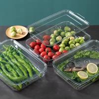 China Modern Design Transparent PET Plastic Fridge Food Organizer Refrigerator Storage Boxes for Vegetables Fruits for sale