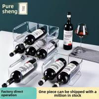 China Lightweight Plastic Transparent Red Wine Rack Standing Type Beverage Storage Cabinet Shelf for Home Office Use for sale