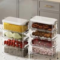 China Lunch Boxes Transparent Large Capacity Kitchen Organizer Dry Food Storage Box Kitchen Storage Containers Household Items for sale