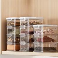 China Lunch Boxes Transparent Large Capacity Kitchen Organizer Dry Food Storage Box Kitchen Storage Containers Household Items for sale