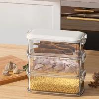 China Lunch Boxes Transparent Large Capacity Kitchen Organizer Dry Food Storage Box Kitchen Storage Containers Household Items for sale
