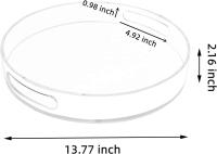 China Clear Acrylic Round Serving Tray with Handle Transparent Single Tier Organizer for Kitchen Bathroom Fruit Cosmetics Storage for sale