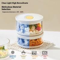 China Ultra Light Large Capacity Heat Resistant Glass Food Storage Container Microwavable Food Container Box for sale