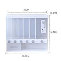 China Press-Type 6 Grid Cereal Dispenser Wall Mountable Countertop Grain Storage Box for Rice Dry Foods for sale