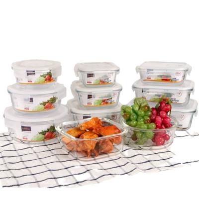 China Hot Selling Kitchen Use Food Storage Container Box Transparent Glass Organizers Portable Bento Box with Lids for sale