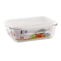 China Hot Selling Kitchen Use Food Storage Container Box Transparent Glass Organizers Portable Bento Box with Lids for sale
