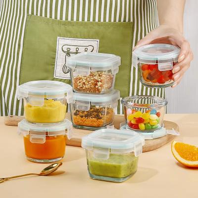 China Hot Selling Steamable Microwave Safe Glass Food Container Sustainable Fresh-Keeping Lunch Box with Lid for Kitchen Use for sale