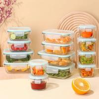 China Hot Selling Steamable Microwave Safe Glass Food Container Sustainable Fresh-Keeping Lunch Box with Lid for Kitchen Use for sale