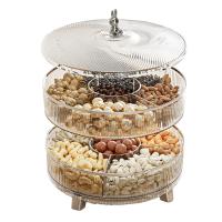 China Large Capacity Multi-layer Modern Rotating Food Organizer Box Moisture-proof Round Food Container with Lid for Snacks Nuts for sale