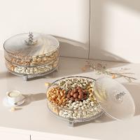 China Large Capacity Multi-layer Modern Rotating Food Organizer Box Moisture-proof Round Food Container with Lid for Snacks Nuts for sale