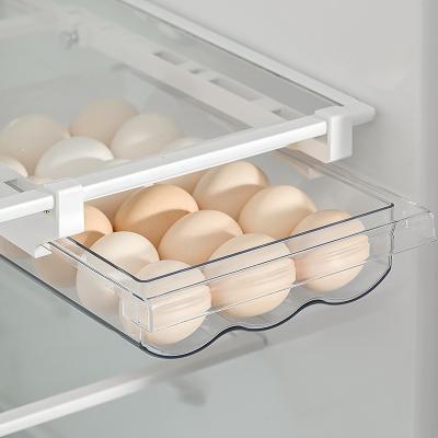 China Manufacturer Supplies Transparent and Durable Plastic Drawer Style Kitchen Refrigerator Egg Storage Container Egg Storage Box for sale