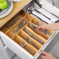 China Wholesale Kitchen Knives Tray Bamboo Silverware Drawer Dividers Drawer Organizer Bamboo for Household Tableware for sale