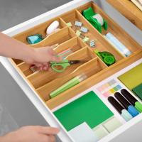 China Wholesale Kitchen Knives Tray Bamboo Silverware Drawer Dividers Drawer Organizer Bamboo for Household Tableware for sale