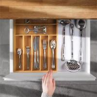 China Wholesale Kitchen Knives Tray Bamboo Silverware Drawer Dividers Drawer Organizer Bamboo for Household Tableware for sale